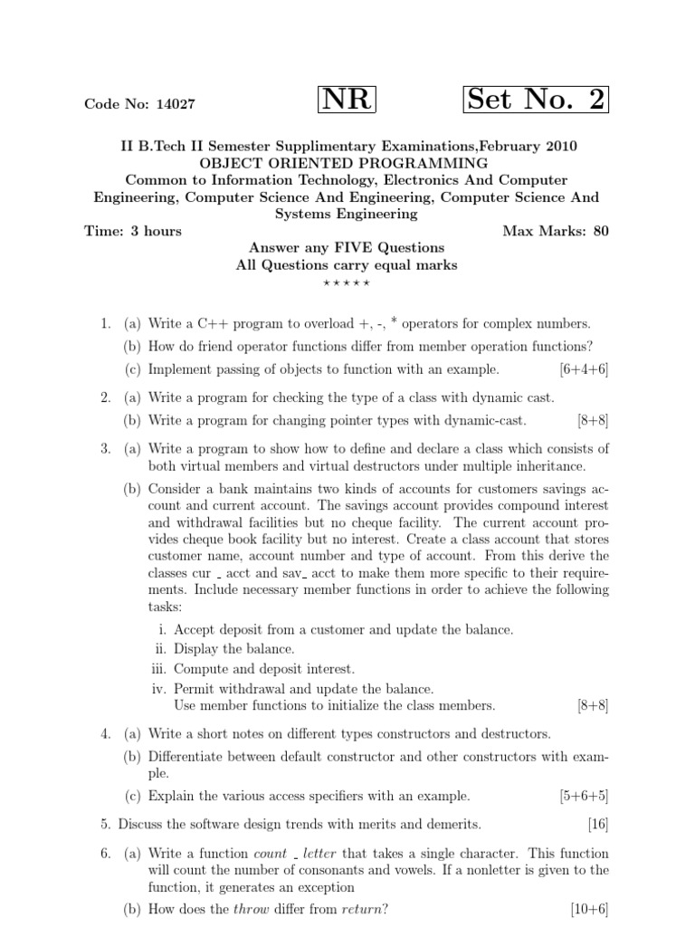 Nr220504 Object Oriented Programming Pdf Method Computer Programming Class Computer