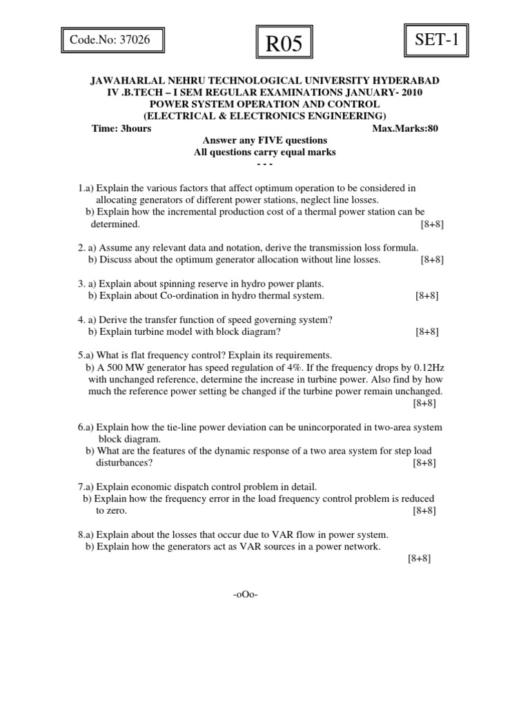 R05410204-Power System Operation and Control | PDF | Control Theory ...