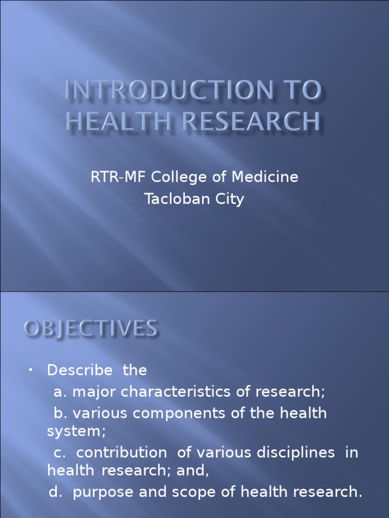Introduction To Health Research | PDF | Decision Making | Health Care