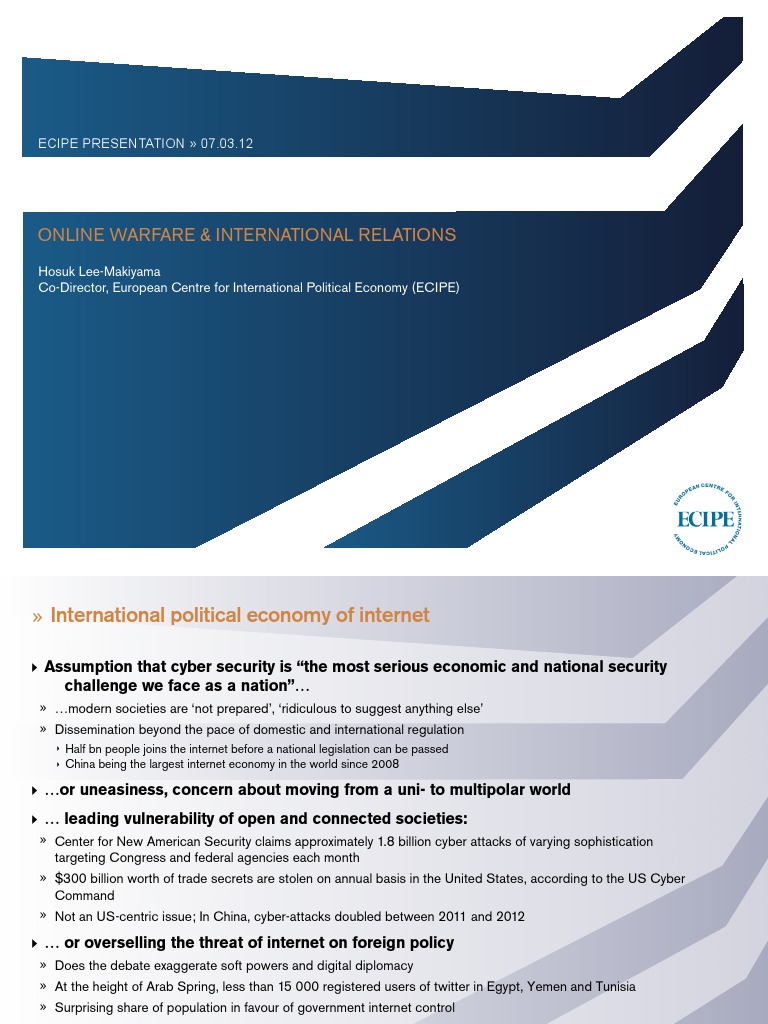 Online Warfare & International Relations: Ecipe Presentation 07.03.12 ...