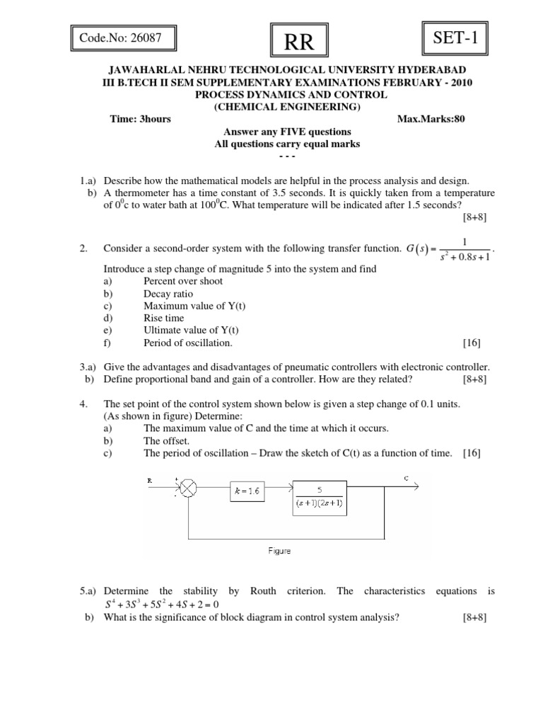 RR 320803 Process Dynamics & Control | PDF | Control Theory | Control ... RR 320803 Process Dynamics & Control | PDF | Control Theory | Control ...