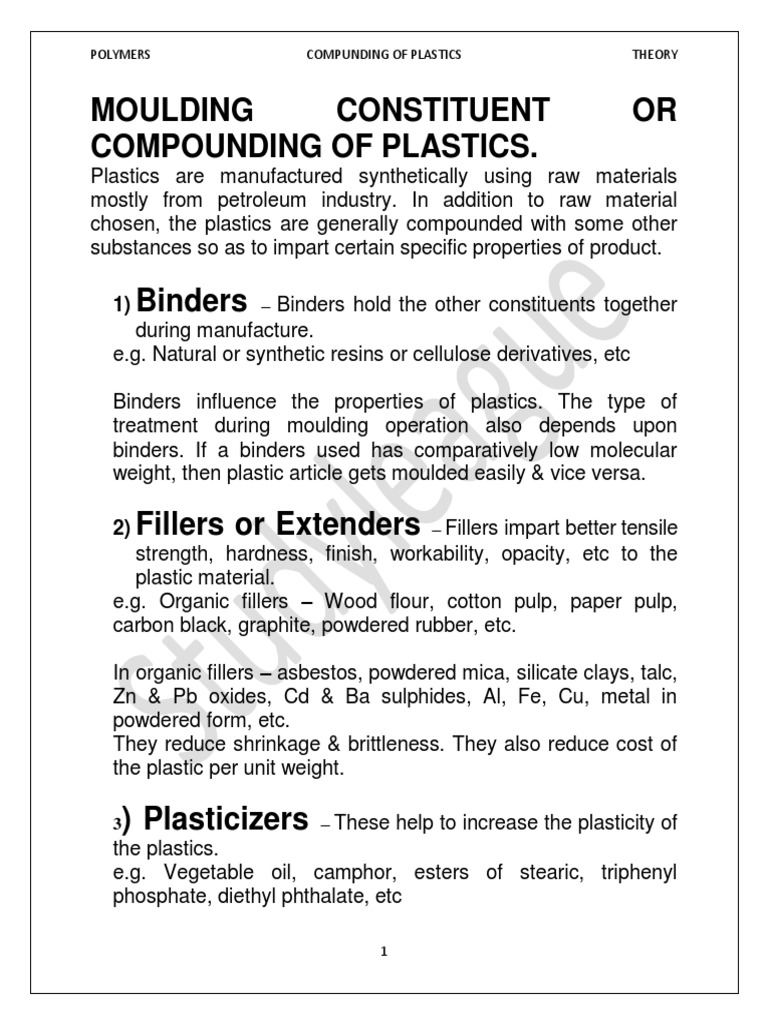 Compounding of Plastics | PDF | Plastic | Lead