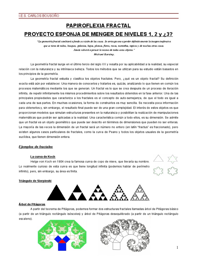 Esponja de Menger | PDF | Fractal | Dimensión