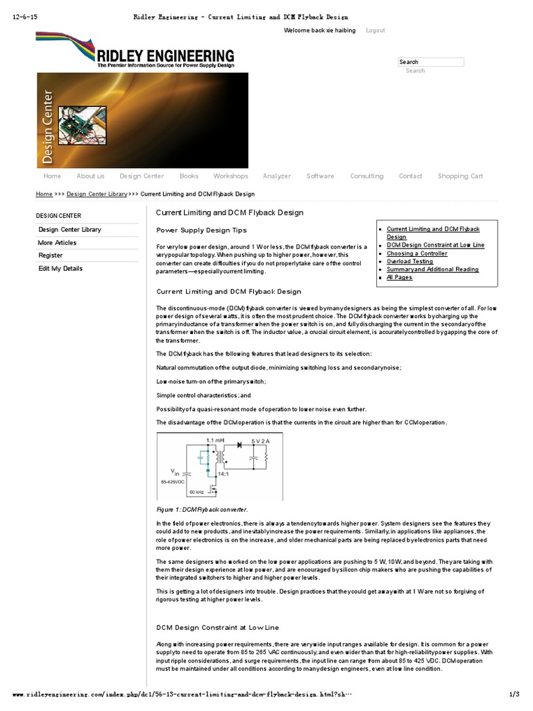 Current Limiting and DCM Flyback Design: Logout | PDF | Power Supply ...