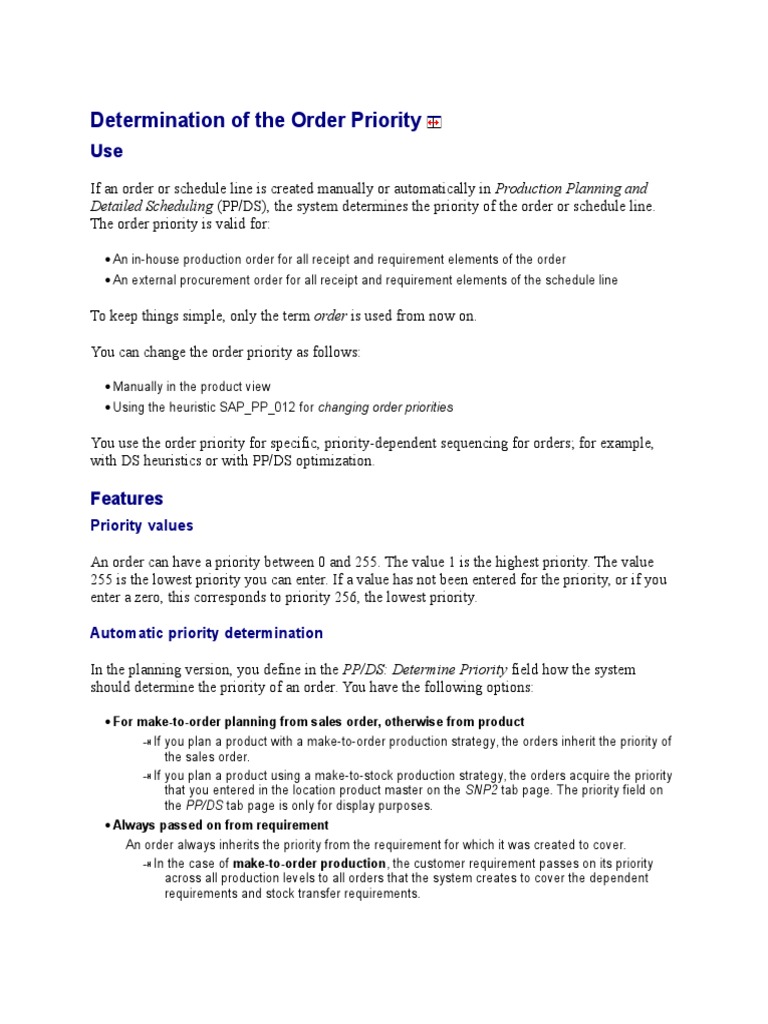 Order Priority Management in Production Planning | PDF | Business ...