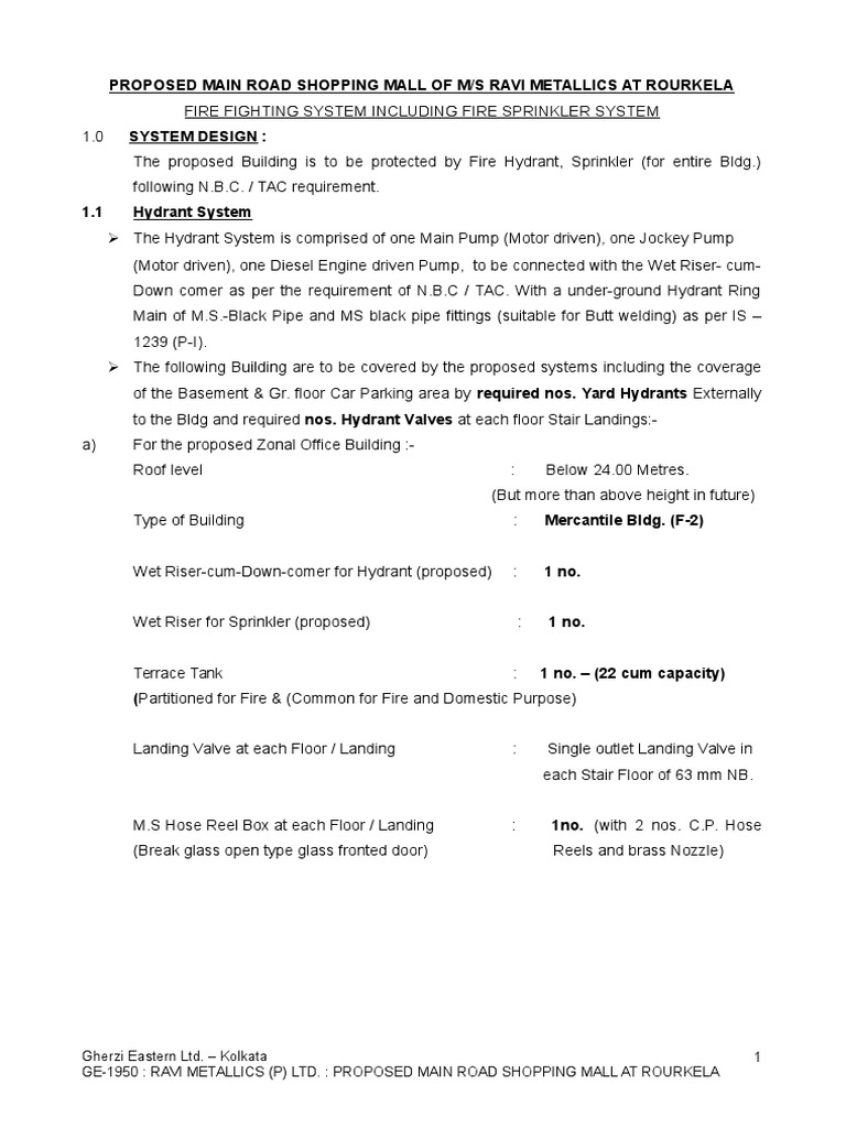 Design Basis - Fire Fighting System | PDF | Fire Sprinkler System ...
