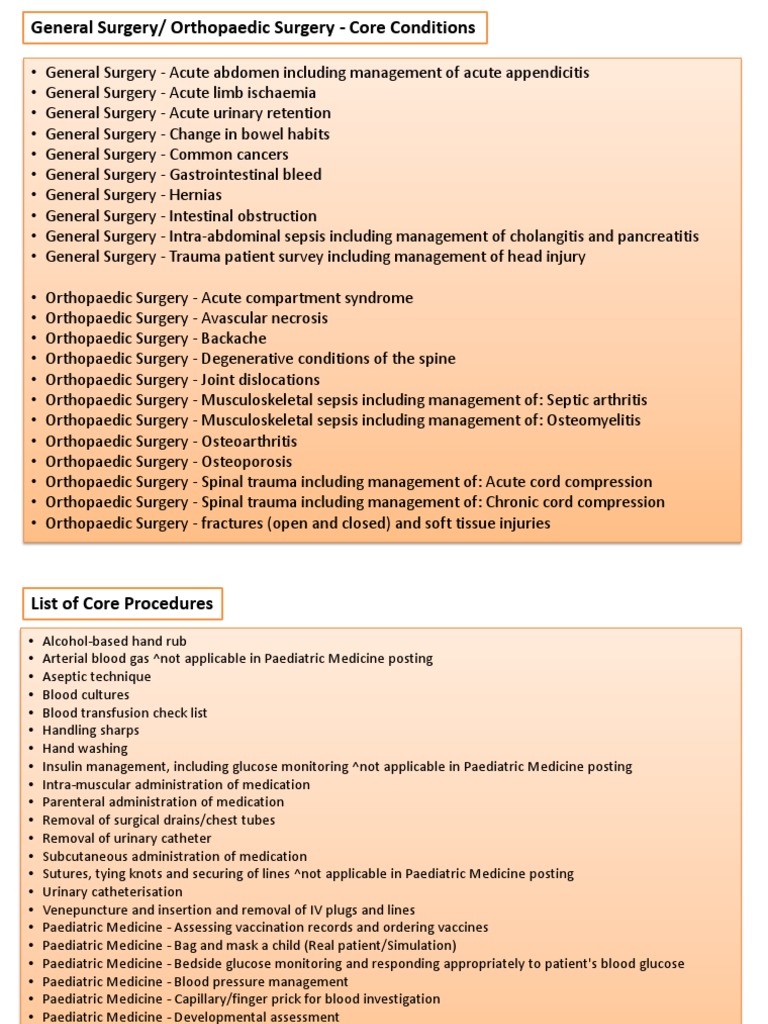 GS - Core Conditions and Procedures | PDF | Orthopedic Surgery | Surgery