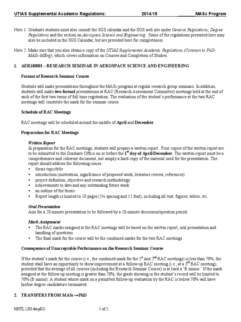 MASc2014 Guidelines | PDF | Thesis | Educational Assessment And Evaluation