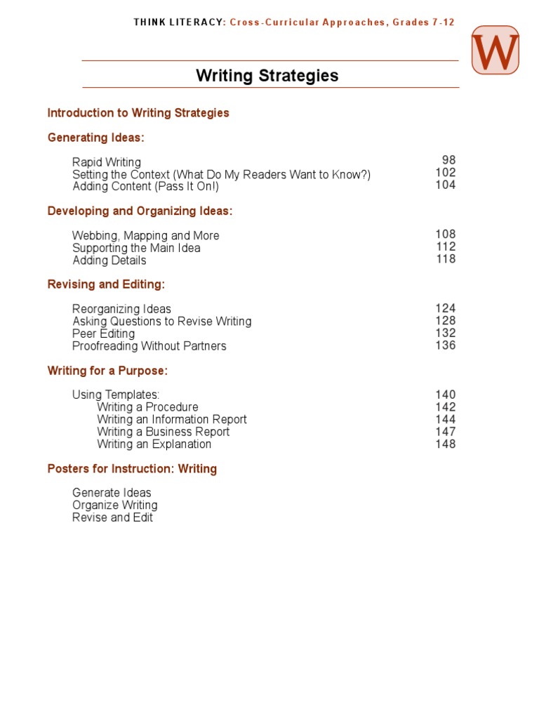 W W W W W: Writing Strategies | PDF | Question | Paragraph