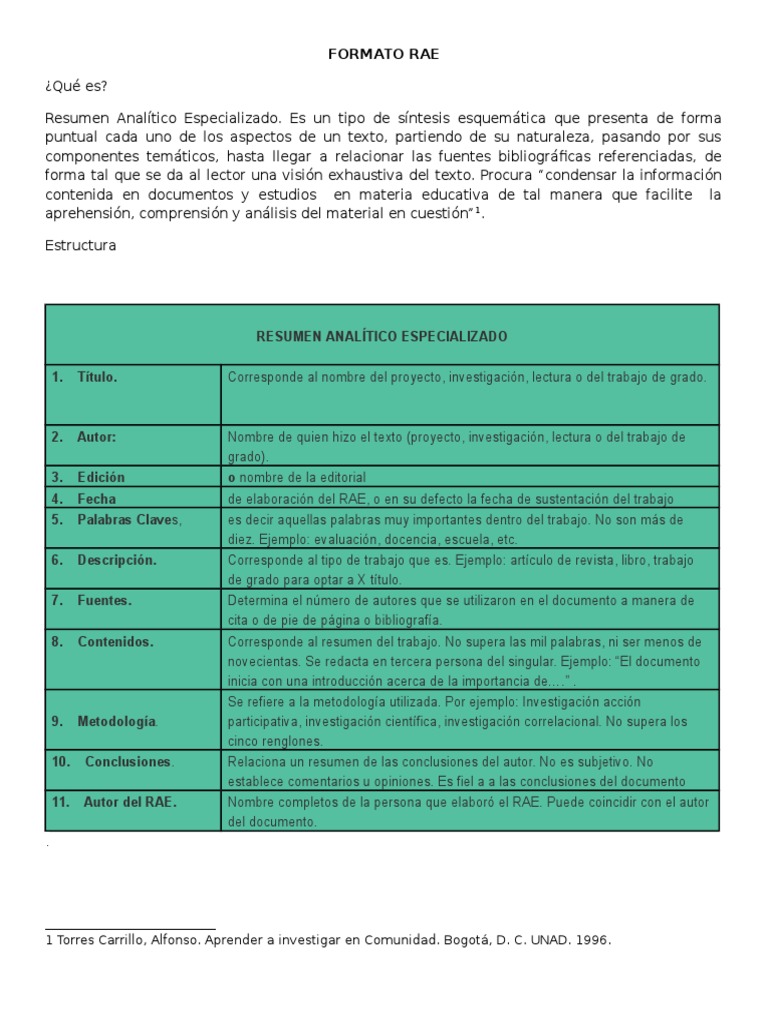 Formato Rae: Resumen Analítico Especializado 1. Título | Conocimiento ...
