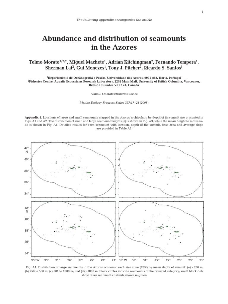 Abundance and Distribution of Seamounts in The Azores | PDF | Histogram ...