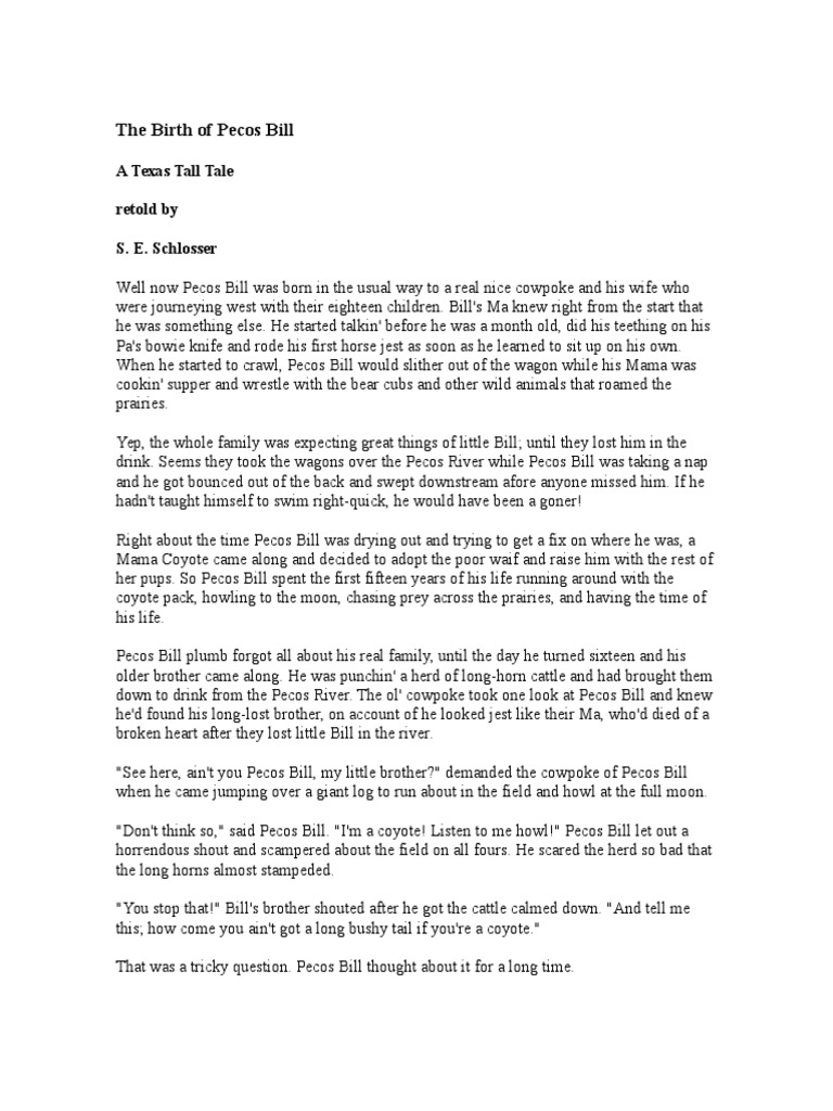 The Birth of Pecos Bill | PDF | Cowboys | Sports