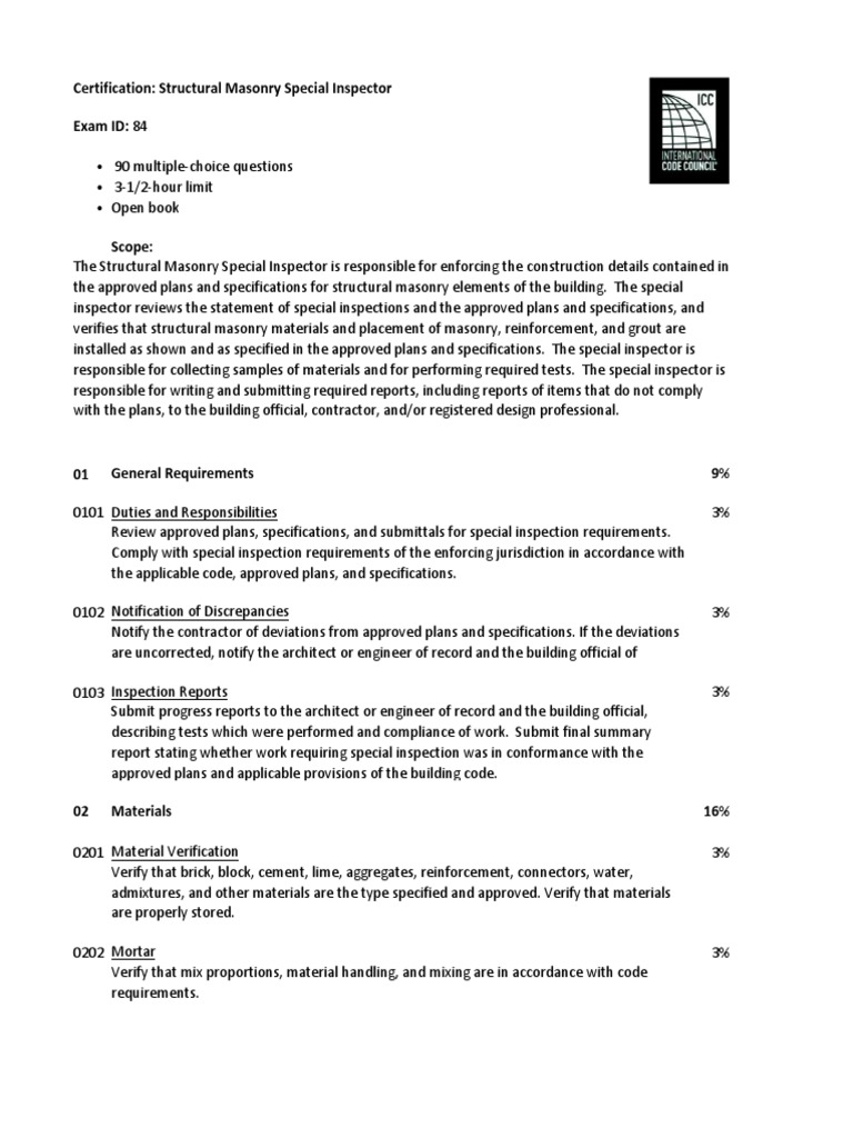 ICC Masonry Requirements | PDF | Specification (Technical Standard ...