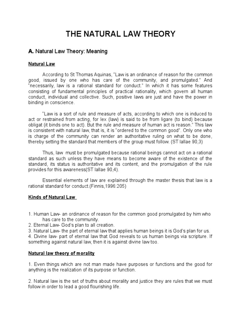 The Natural Law Theory | PDF | Natural Law | Thomas Aquinas