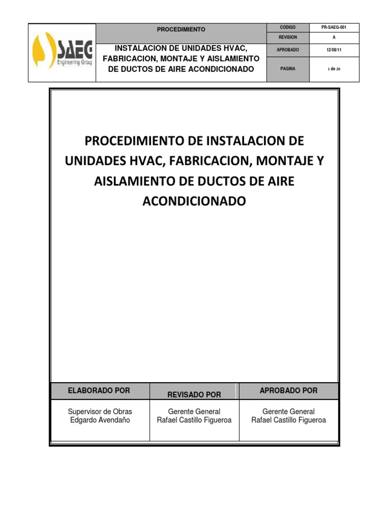 Procedimiento de Instalacion de Sistema Hvac | PDF | Hvac | Aire ... Procedimiento de Instalacion de Sistema Hvac | PDF | Hvac | Aire ...