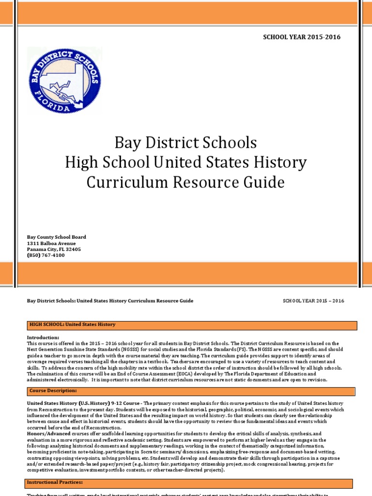 Us History Curriculum Resource Guide 15 - 16 Final | PDF | New Deal ...