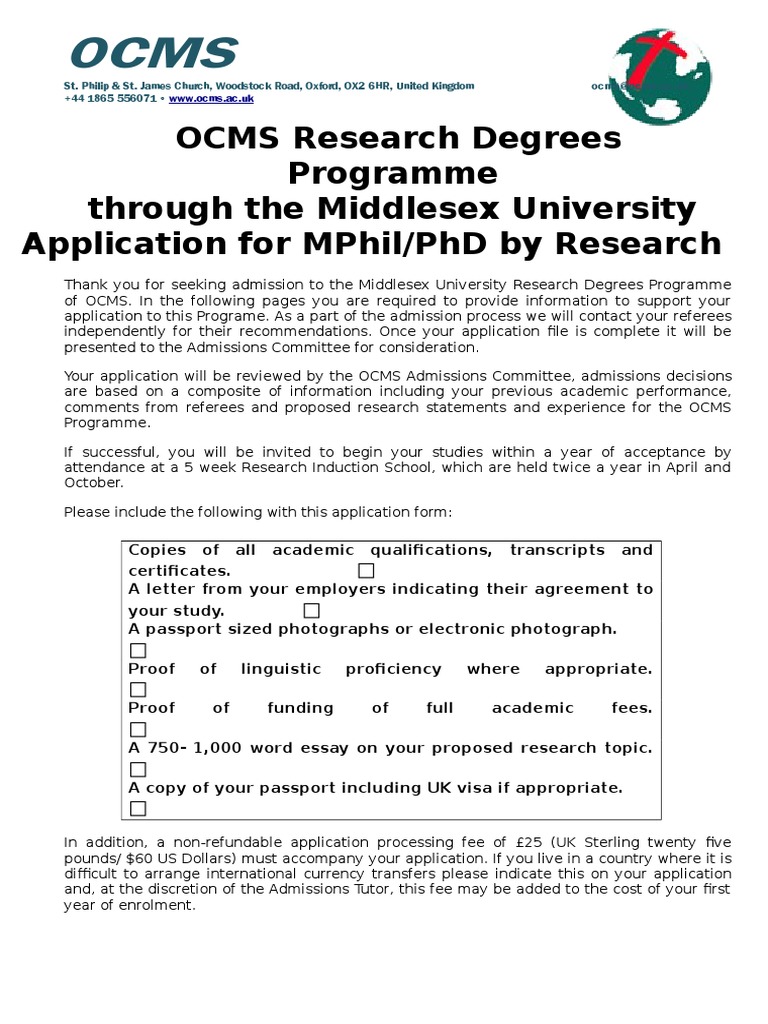 OCMS Application Form - 2015 | PDF | Postgraduate Education | Methodist