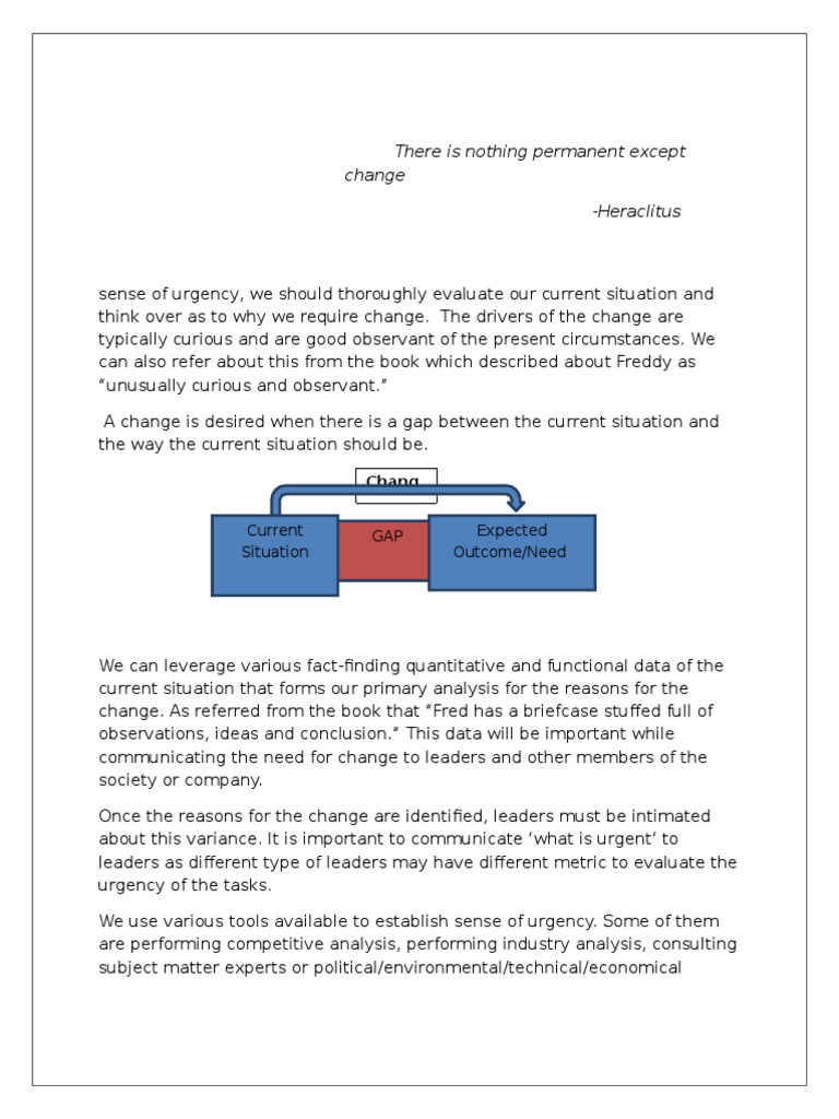 Establishing A Sense of Urgency | PDF | Change Management | Strategic ...