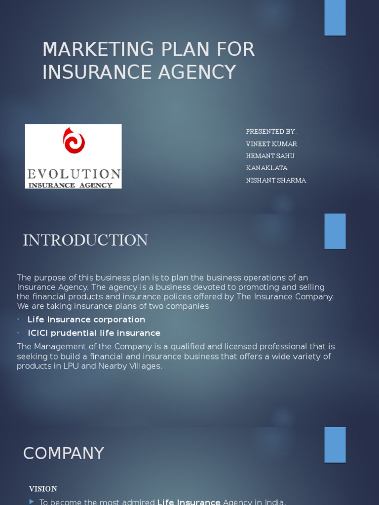 Marketing Plan For Insurance Agency: Presented By: Vineet Kumar Hemant ...