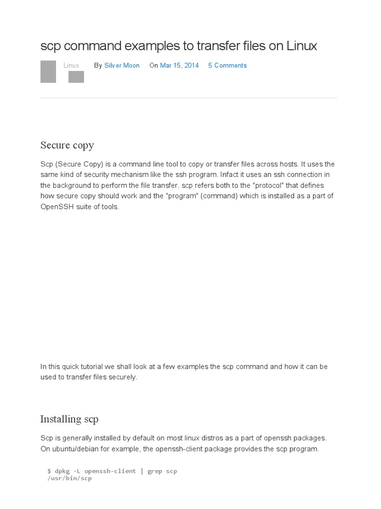 12 SCP Command Examples To Transfer Files On Linux | PDF | Network ...