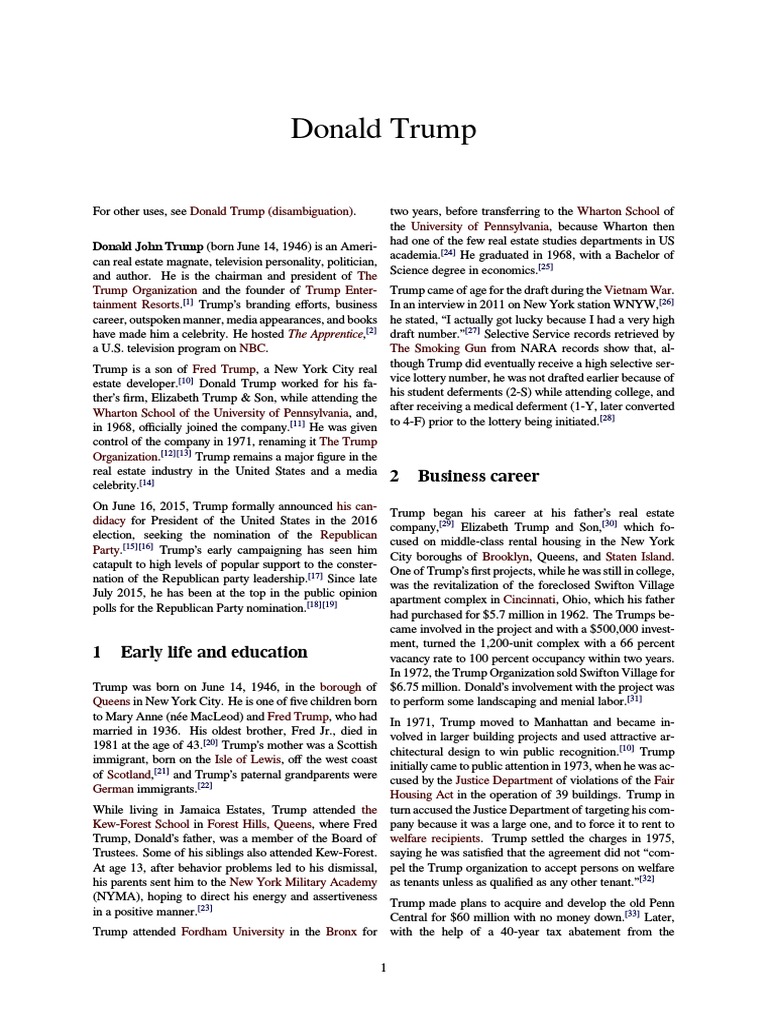 Donald Trump: 2 Business Career | Download Free PDF | Trump Taj Mahal ...