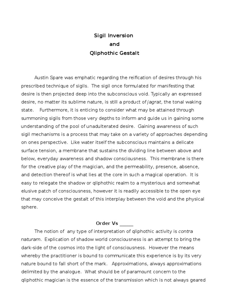 Qliphothic Gestalt 2.odt | PDF | Magic (Paranormal) | Consciousness