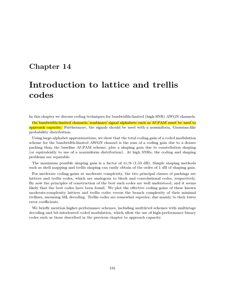 Codes: To Lattice and Trellis | Download Free PDF | Lattice (Group) | Forward Error Correction