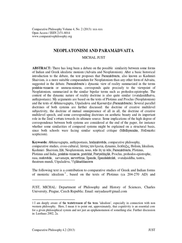 Neoplatonism and Param: Ādvaita | PDF | Neoplatonism | Nous