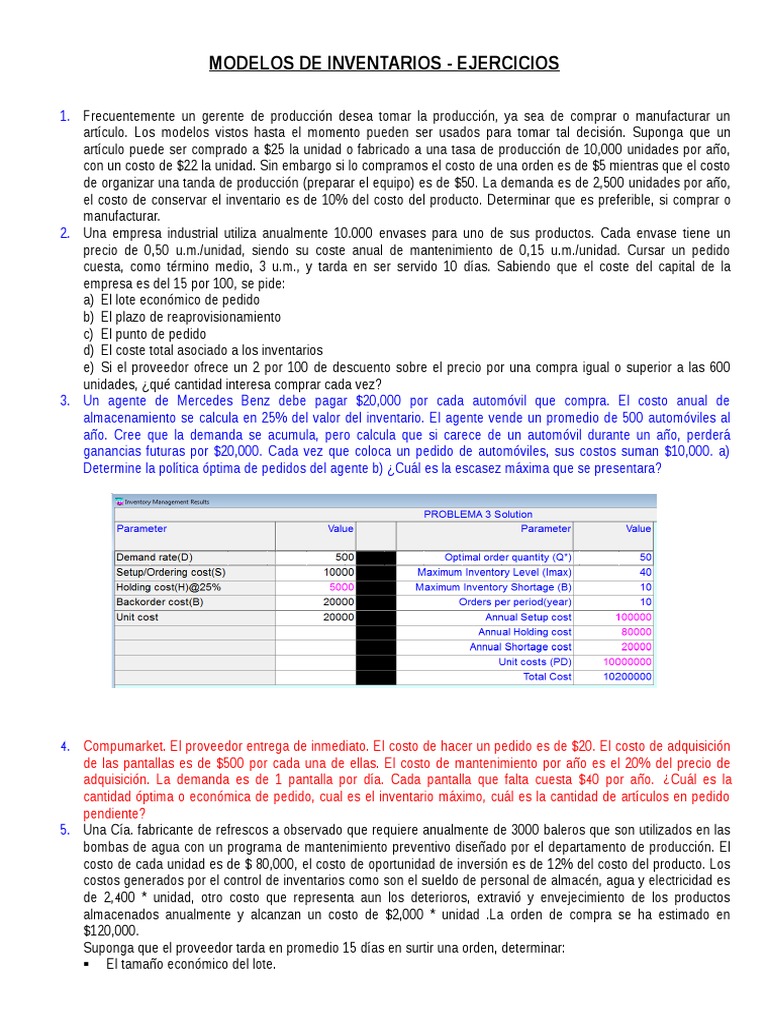 Ejercicios Inventarios 1 | PDF | Inventario | Business