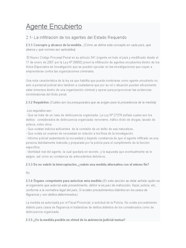 Agente Encubierto | PDF | Policía | Ley procesal