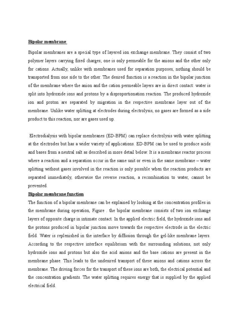 Bipolar Membrane | PDF | Ion | Membrane