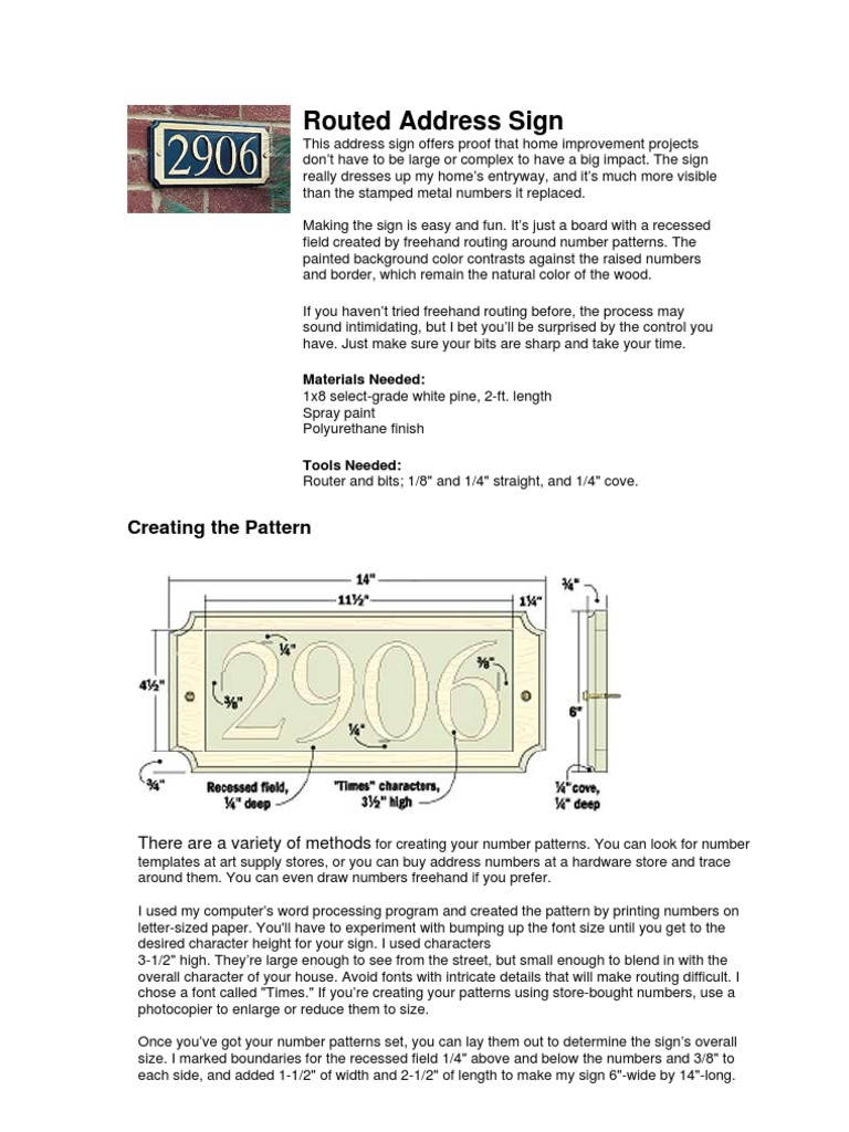 Routed Address Sign | PDF | Paint | Wood
