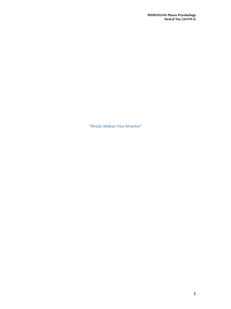Music Makes You Smarter | PDF | Intelligence | Psychological Concepts