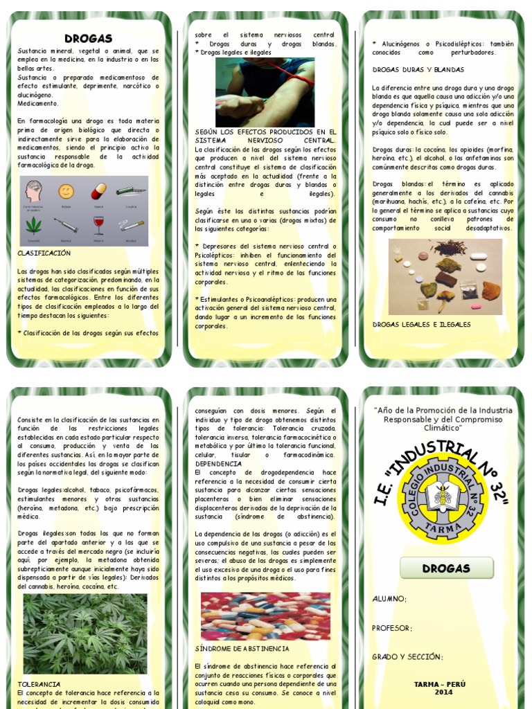 LAS DROGAS (Triptico) | PDF | Drogas | Heroína