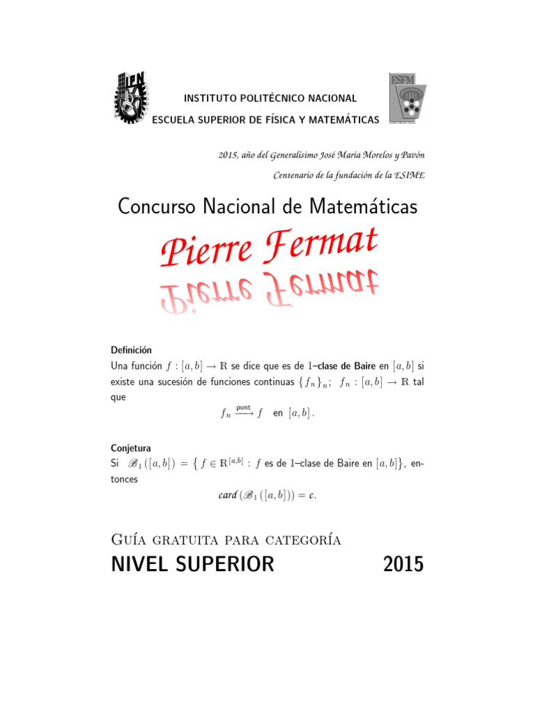 Fermat 2015 | PDF | Leonhard Euler | Enseñanza de matemática