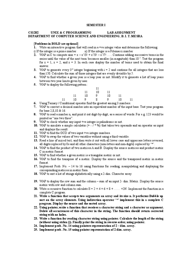 Menu - 634811806493471858 - CS1202 UNIX & C Programming Lab Assignments | PDF | String (Computer ...