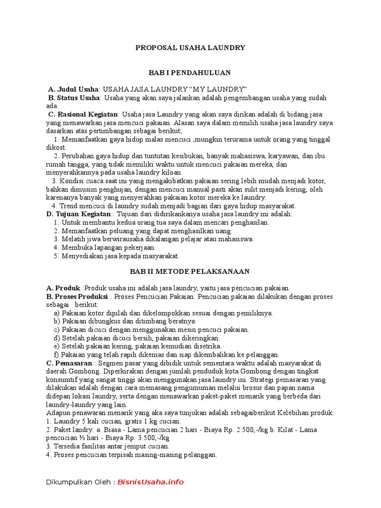 Proposal Usaha Laundry | PDF | Griya & Taman
