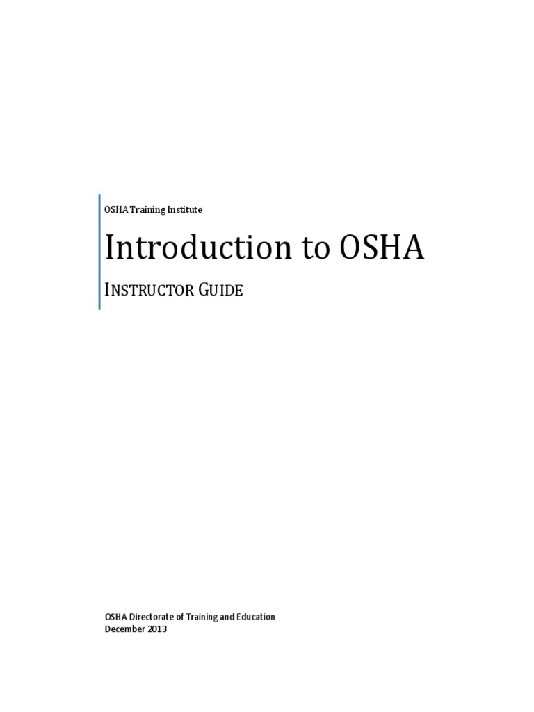 Intro To Osha Guide | PDF | Occupational Safety And Health ...