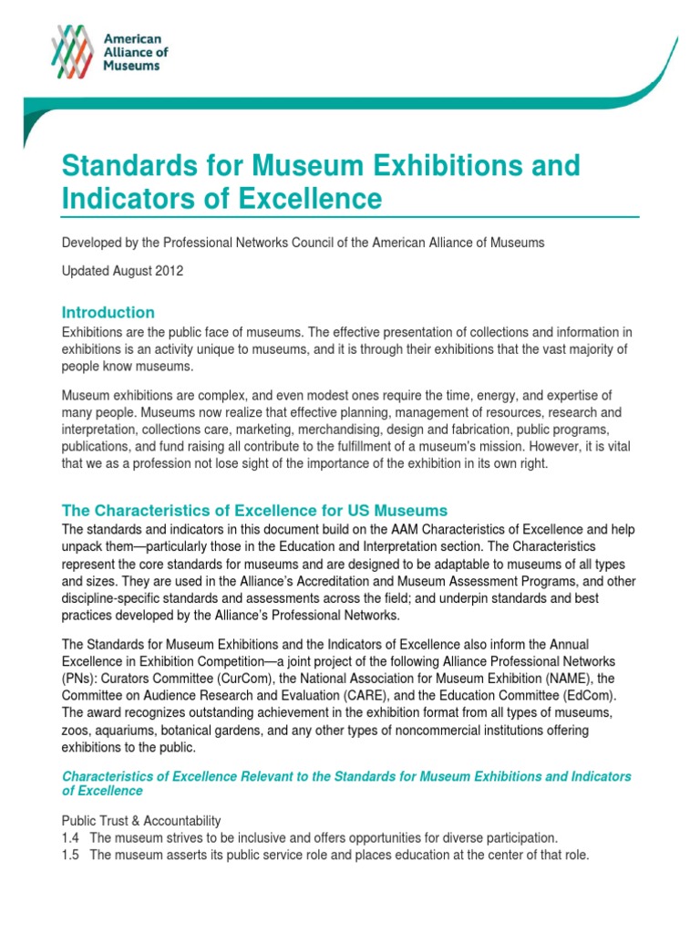 2012 Standards For Museum Exhibitions and Indicators of Excellence ...