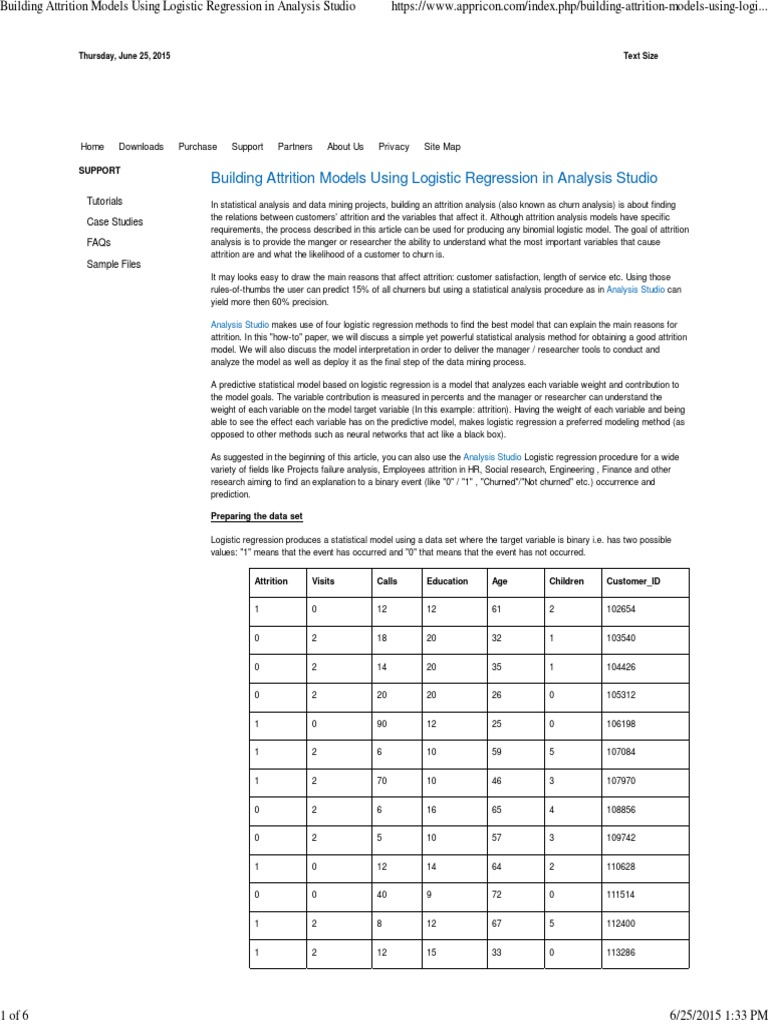 Building Attrition Models Using Logistic Regression in Analysis Studio | PDF | Receiver ...