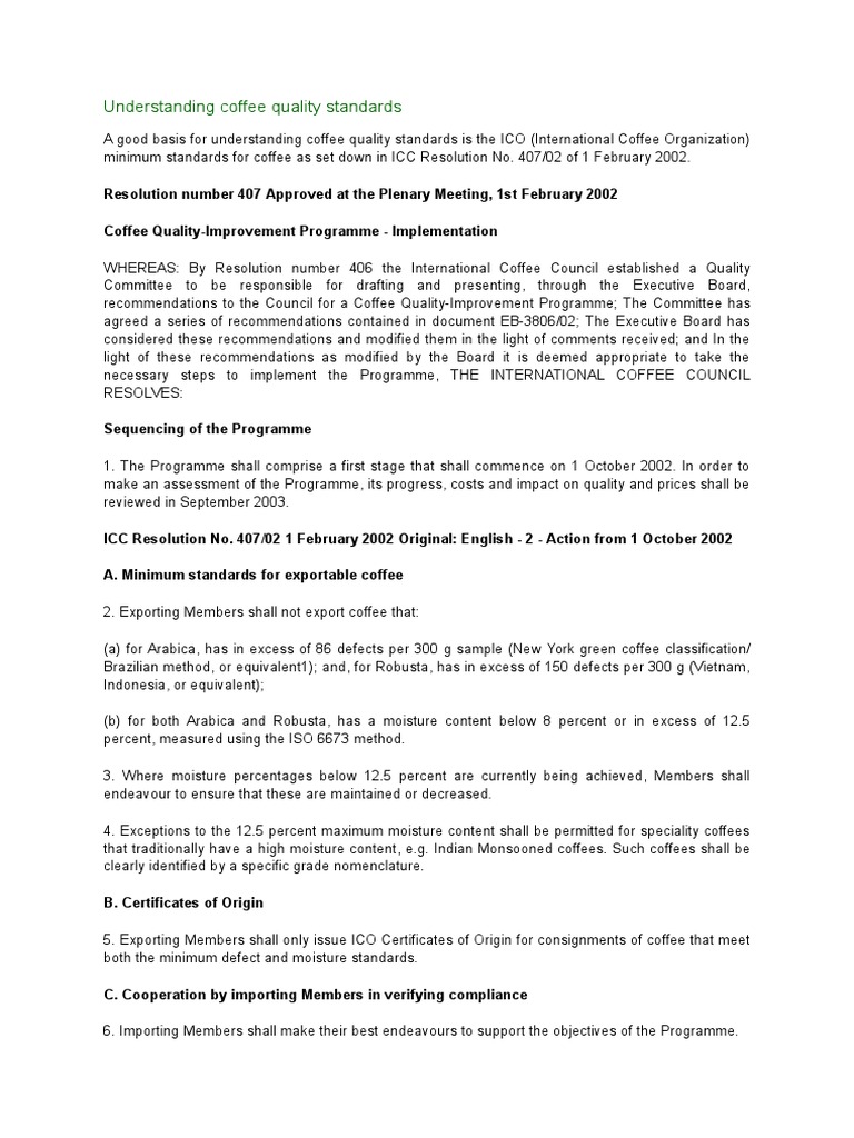 Understanding Coffee Quality Standards | PDF | Coffee | Business
