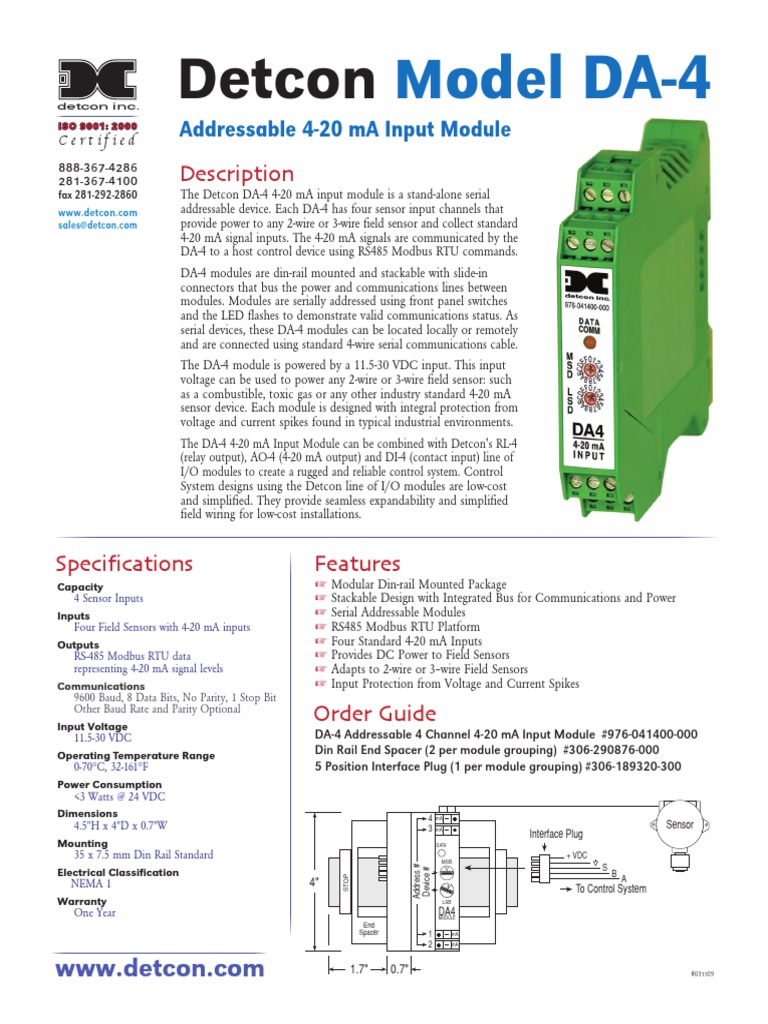 DA 4 Data Sheet | PDF | Input/Output | Electrical Engineering