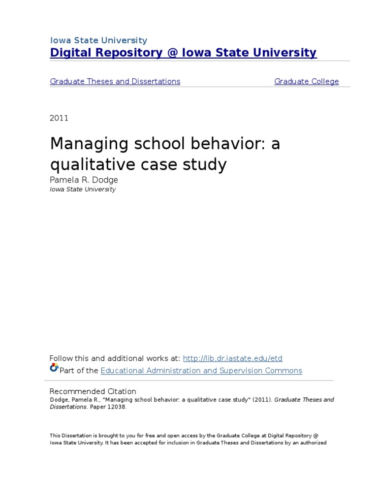 Managing School Behavior - A Qualitative Case Study | PDF | Hypothesis ...