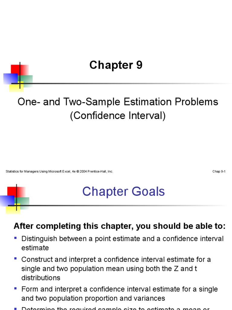 Ch09 Estimation ConfidenceInterval | PDF | Confidence Interval | Sample Size Determination