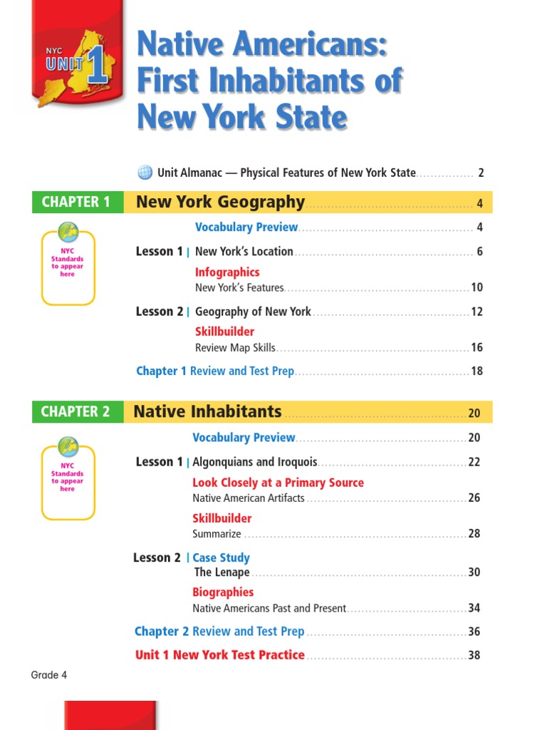 NYC Social Studies Grade 4 Table of Contents | PDF | Immigration ...