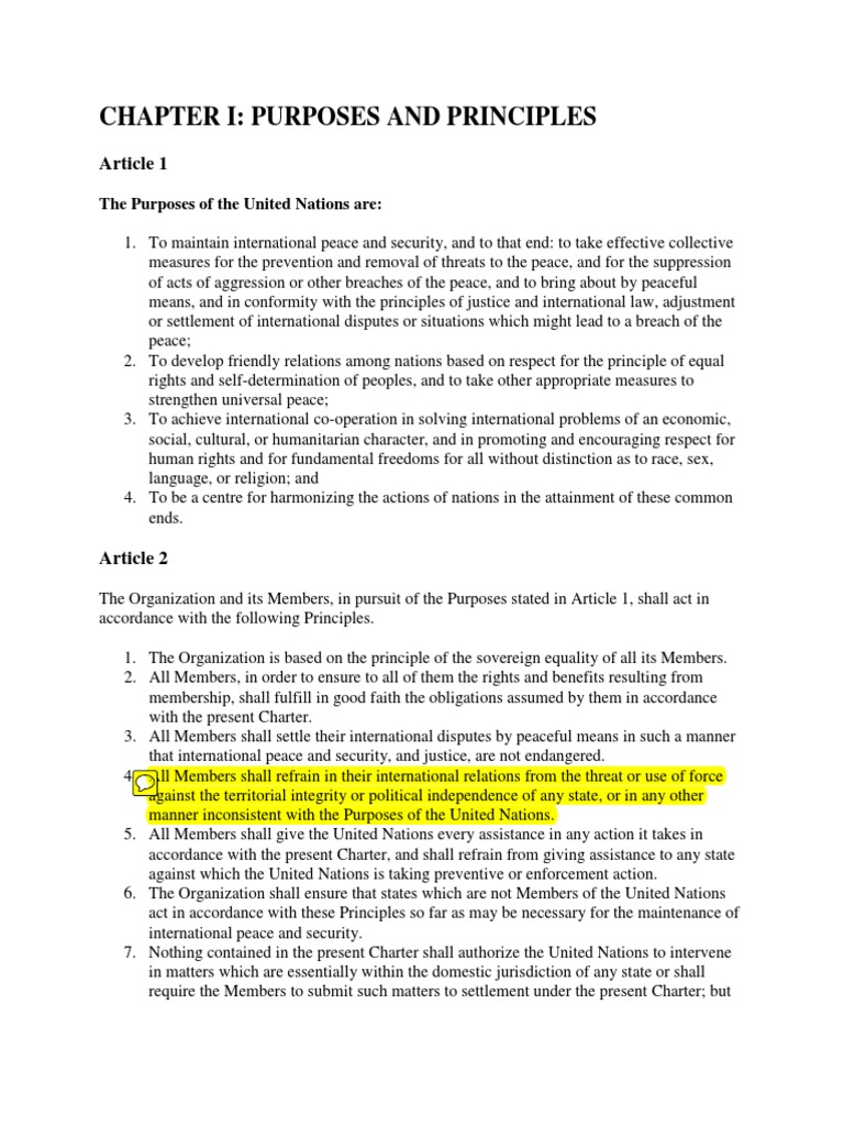 UN Purposes and Principles Overview | PDF | United Nations General ...