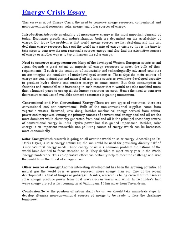 Addressing the Global Energy Crisis Through Conservation Efforts and ...