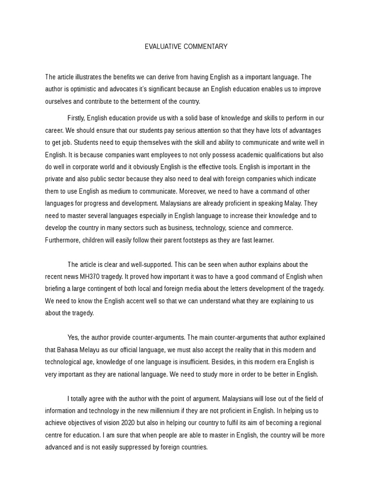 Evaluative Commentary | PDF | English Language | Knowledge