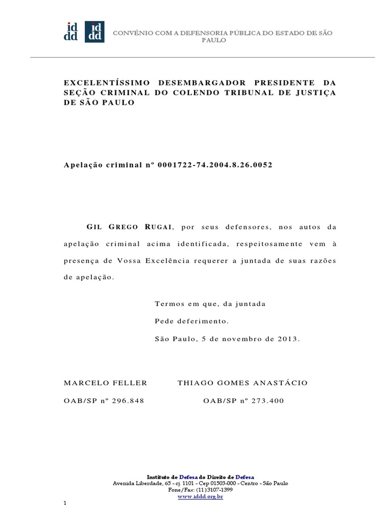 Gil Rugai Apelacaopdf | PDF | Prova (jurídico) | Estado