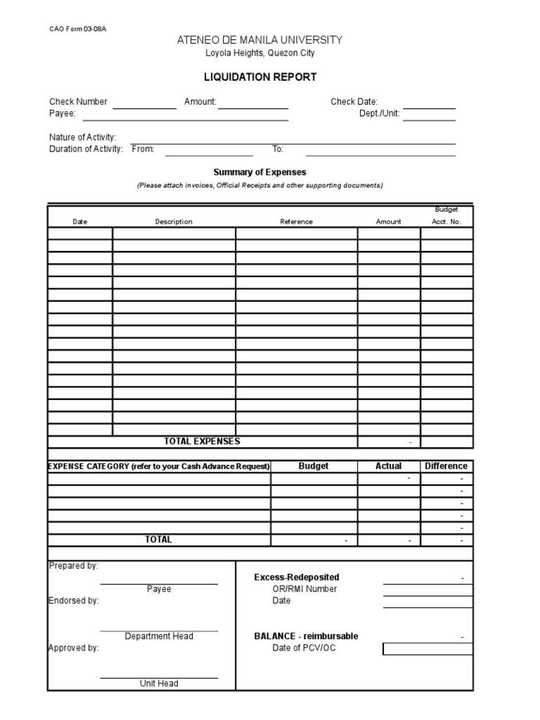 Revised Liquidation Report Form | PDF | Law